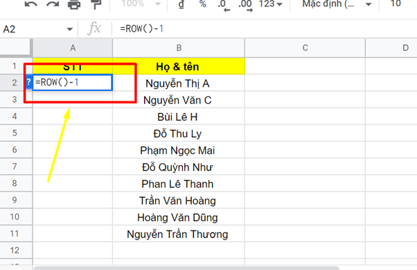 3 cách đánh số thứ tự trong Google Sheet nhanh chóng